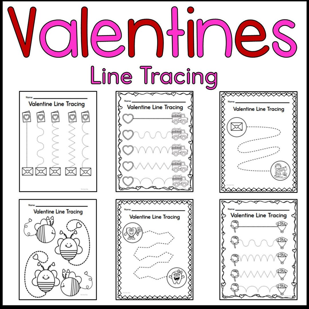 Valentines NO PREP Line Tracing Mats for February Preschool and ...