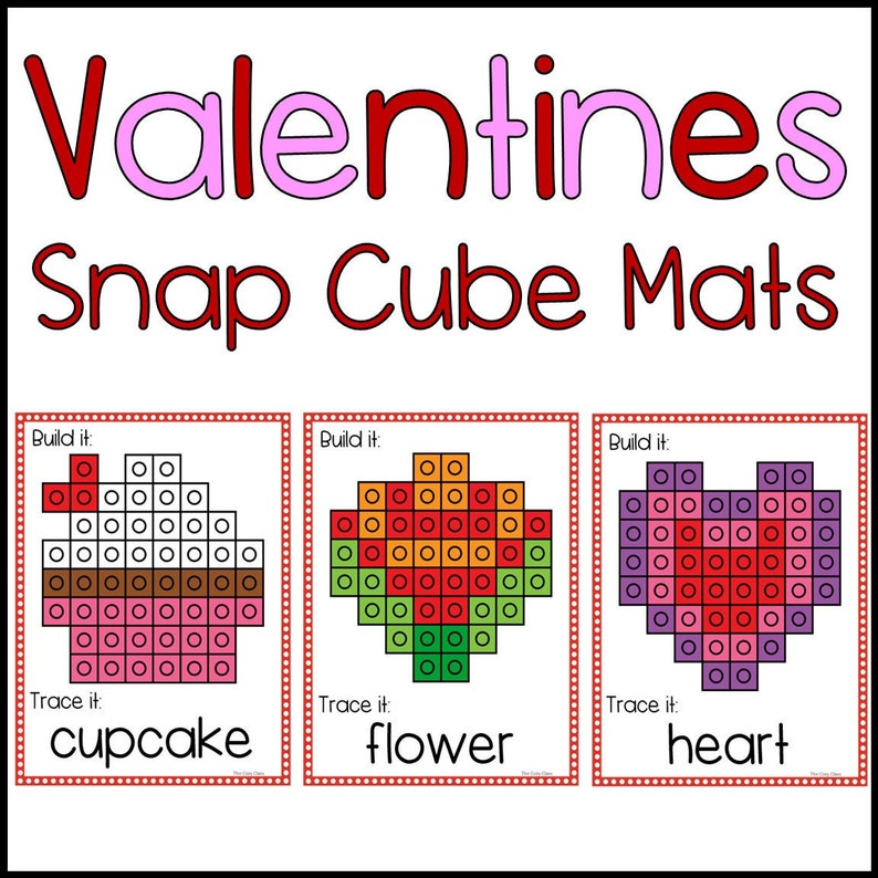 Valentines NO PREP Snap Cube Mats for February Preschool and ...