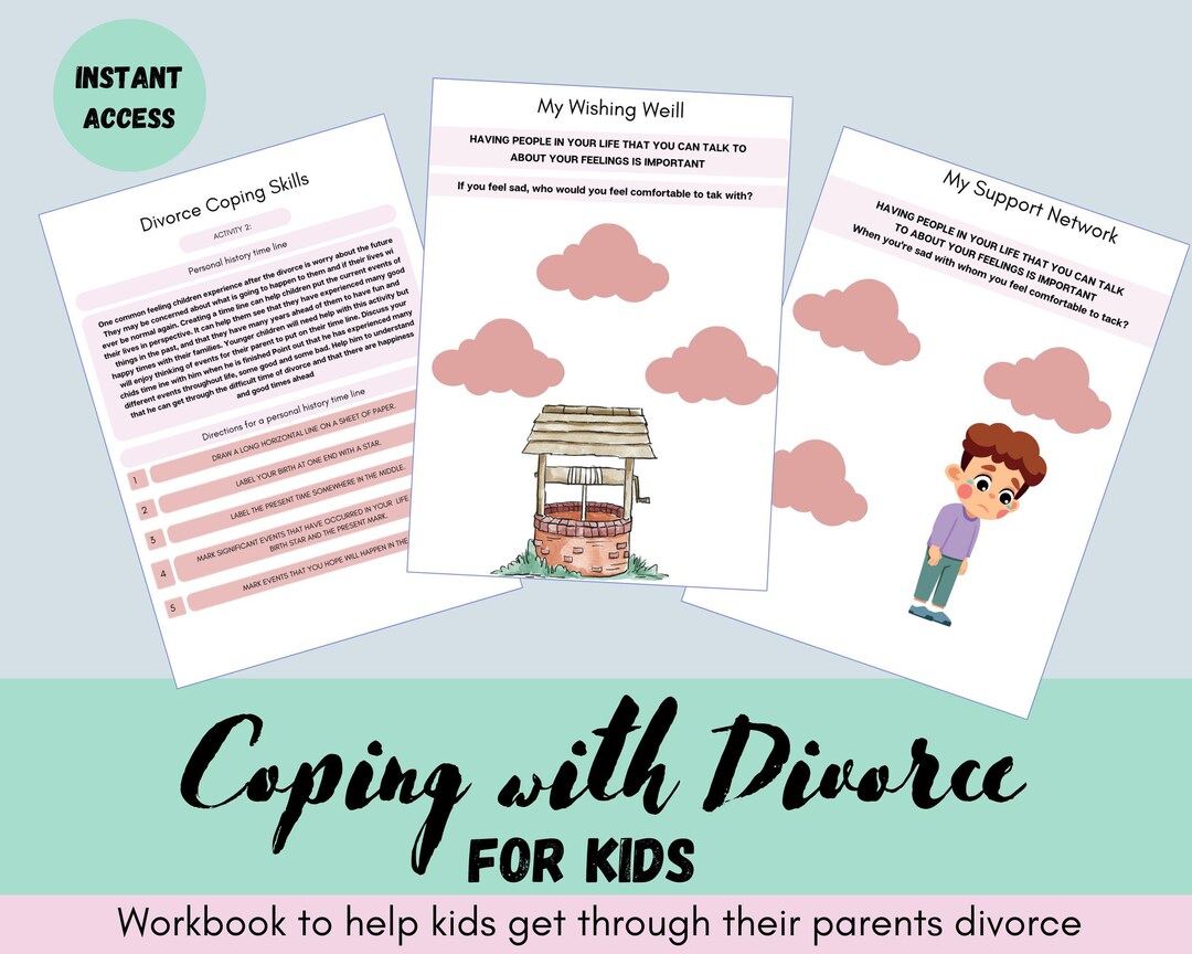Divorce Worksheets for Kids, Separation Journal, Therapy Office Decor ...