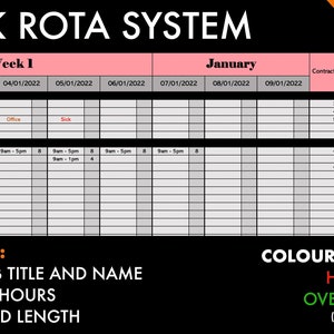 4 Week Rota System | Excel Spreadsheet | Automatic Calculations | Instant Download | 2022 - Etsy