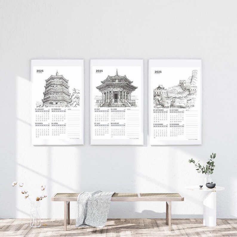 Printable 2025 Year Calendar, Architecture Calendar 2025, PDF Calendar ...