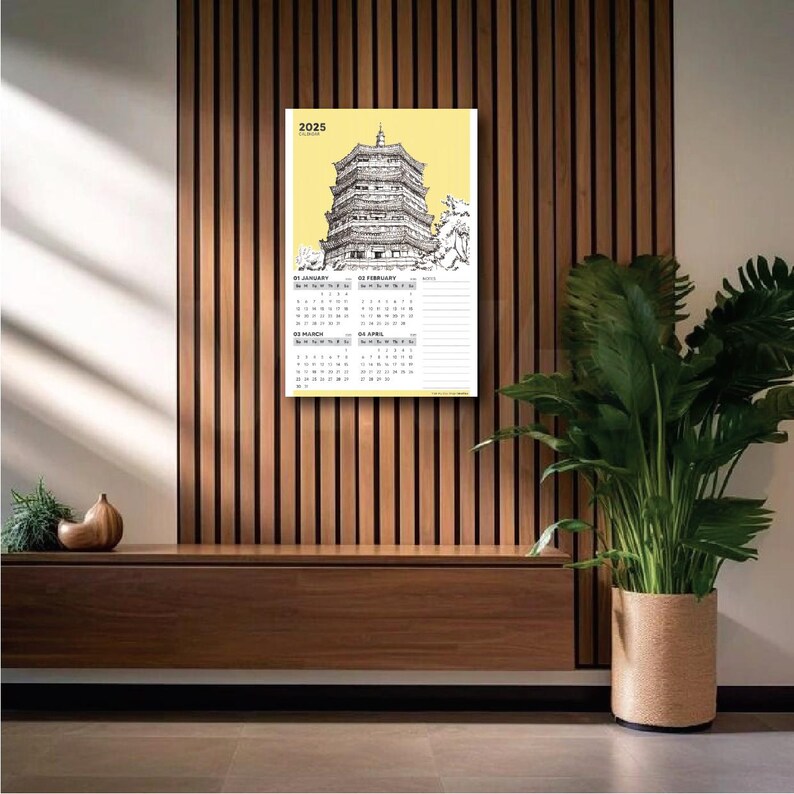 Printable 2025 Year Calendar, Architecture Calendar 2025, PDF Calendar ...