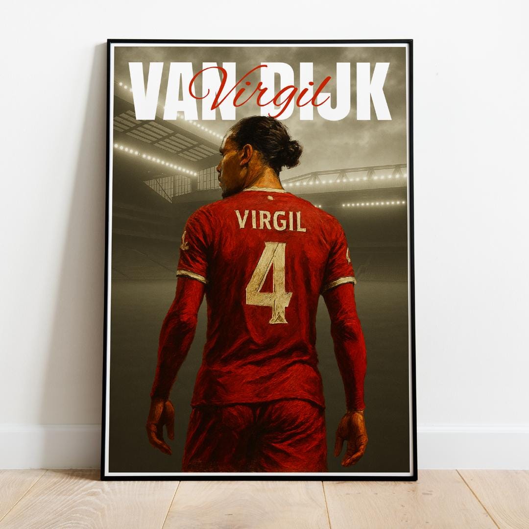 Virgil Van Dijk Liverpool FC Poster – Vintage Style Football Art Print ...