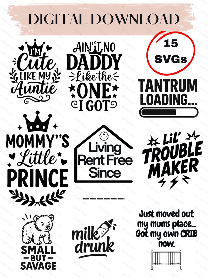 Funny Baby Onesie SVG Bundle: Cheeky Toddler Quotes (digital Download ...