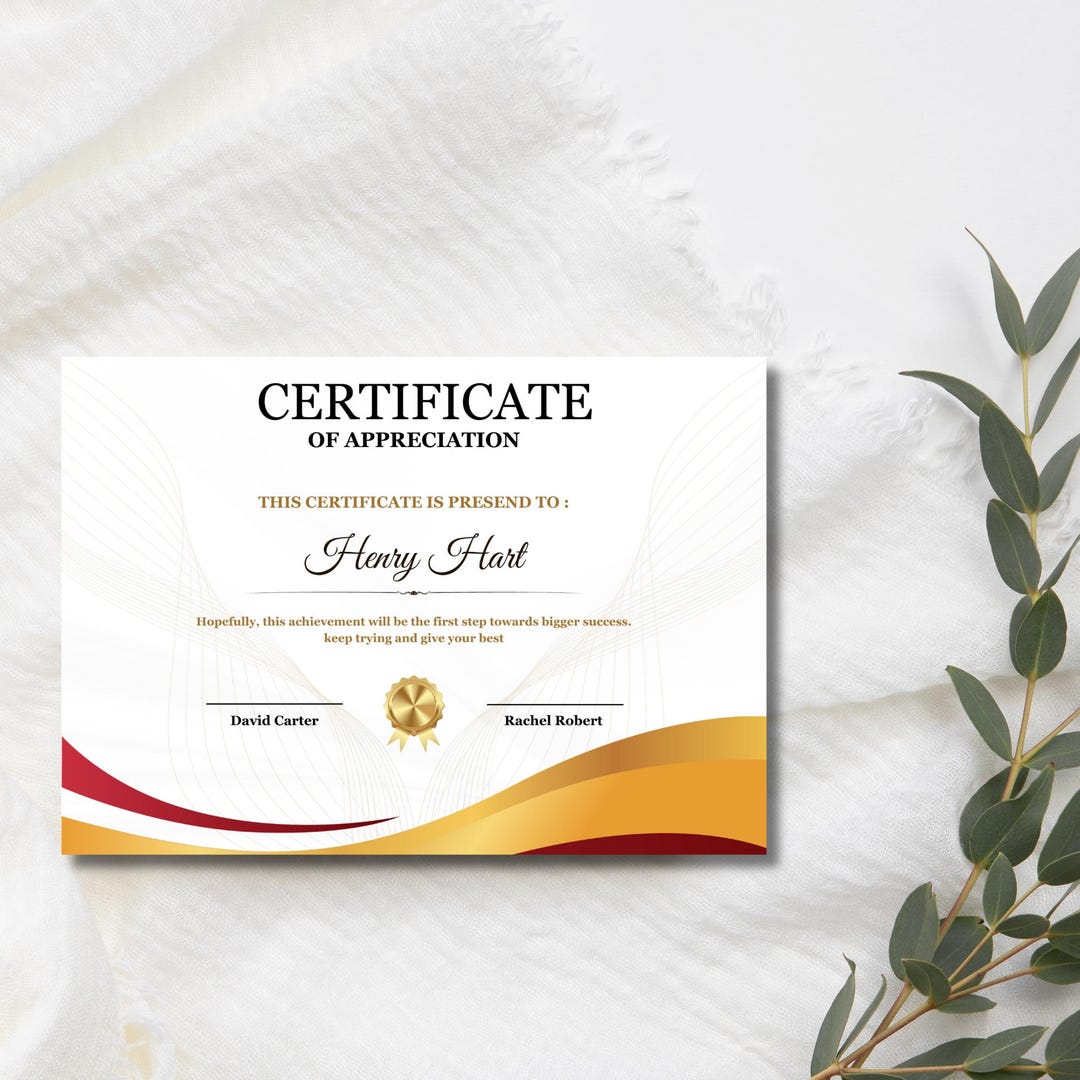 Editable Appreciation Certificate Template: Canva Printable Award ...