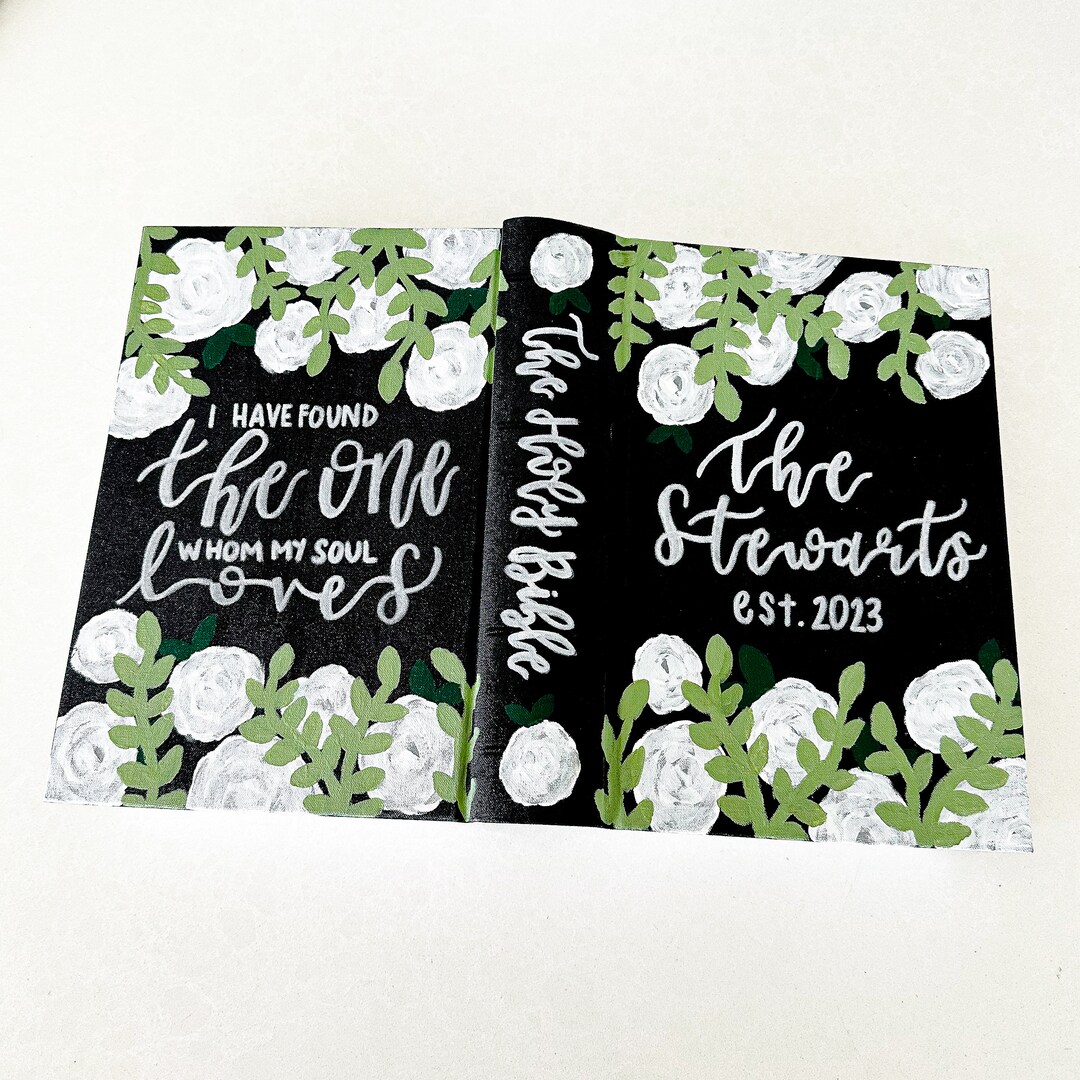 Custom Painted Wedding Couple Bible Newlyweds Bible Gift Handpainted ...