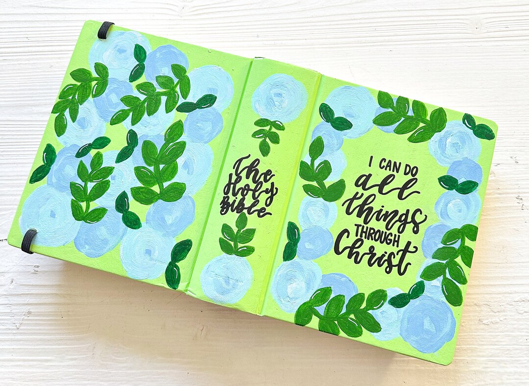 Ready to Ship faith Can Move Mountains Hand-painted Journaling Bible ...