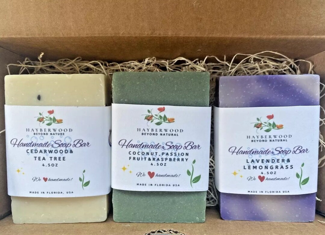 Handmade Soap Gift Set, 3 Full Size Soaps, Handcrafted Gift Box ...