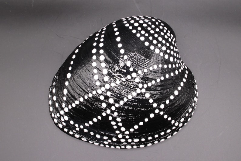 Hand Painted Sanibel Clam Seashell Black/white - Etsy