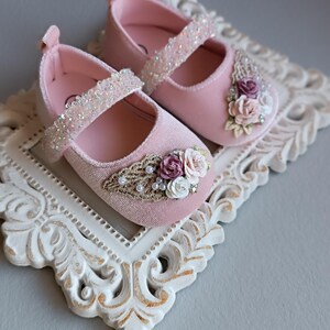 Rhinestone Elegant Baby Girl Velvet Shoes With Pearls and Crystals ...