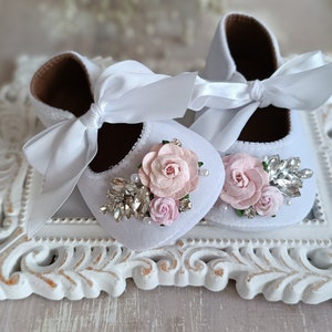 Rhinestone Elegant Baby Girl Velvet Shoes With Pearls and Crystals ...
