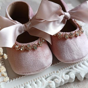 Elegant Rhinestone Baby Girl Velvet Shoes With Crystals, Newborn ...