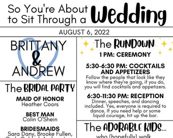 Wedding Program Infographic, Funny Wedding Program, Wedding Program ...