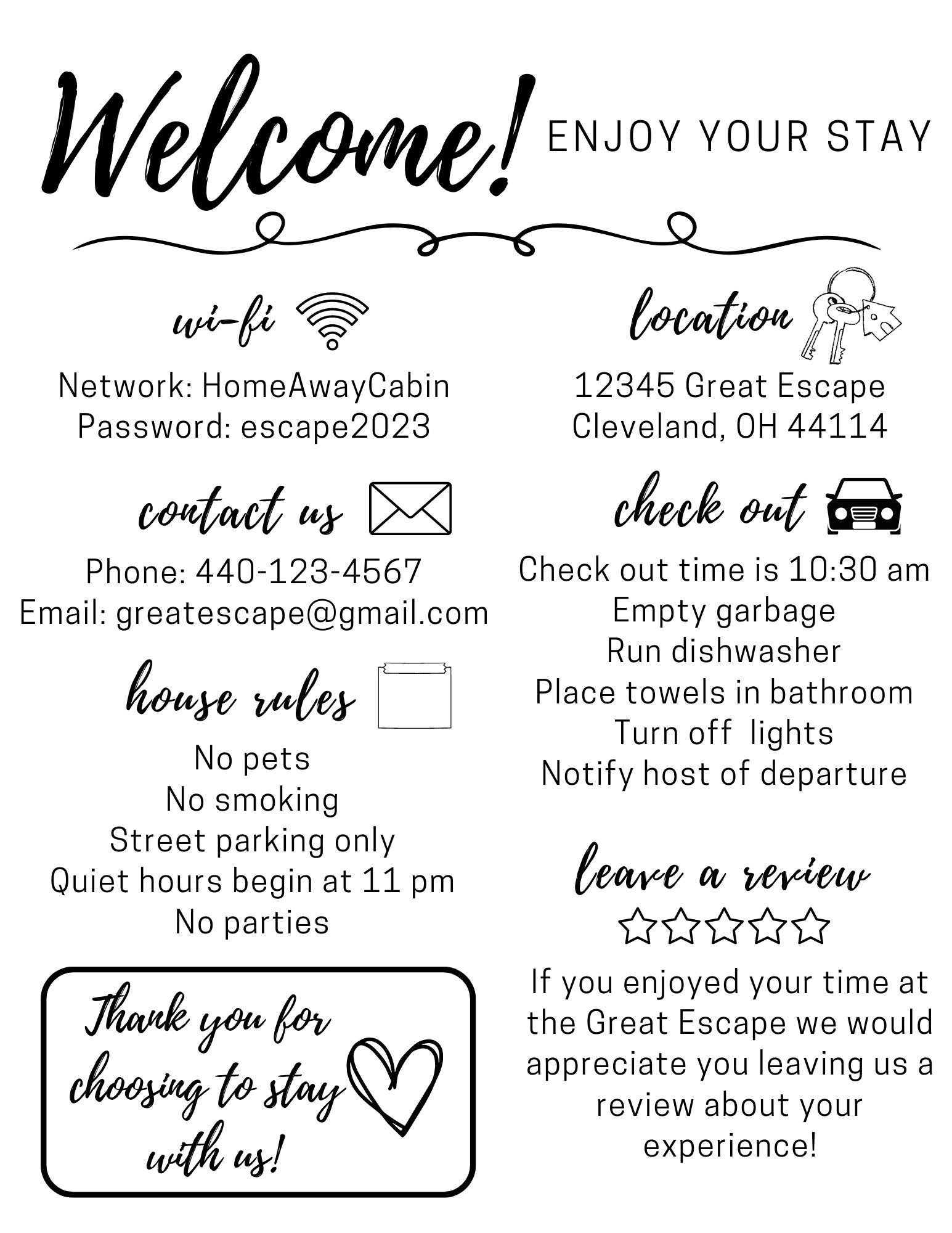 Welcome Sign Airbnb Hosts, Vacation Rental Printable, Guest Arrival ...