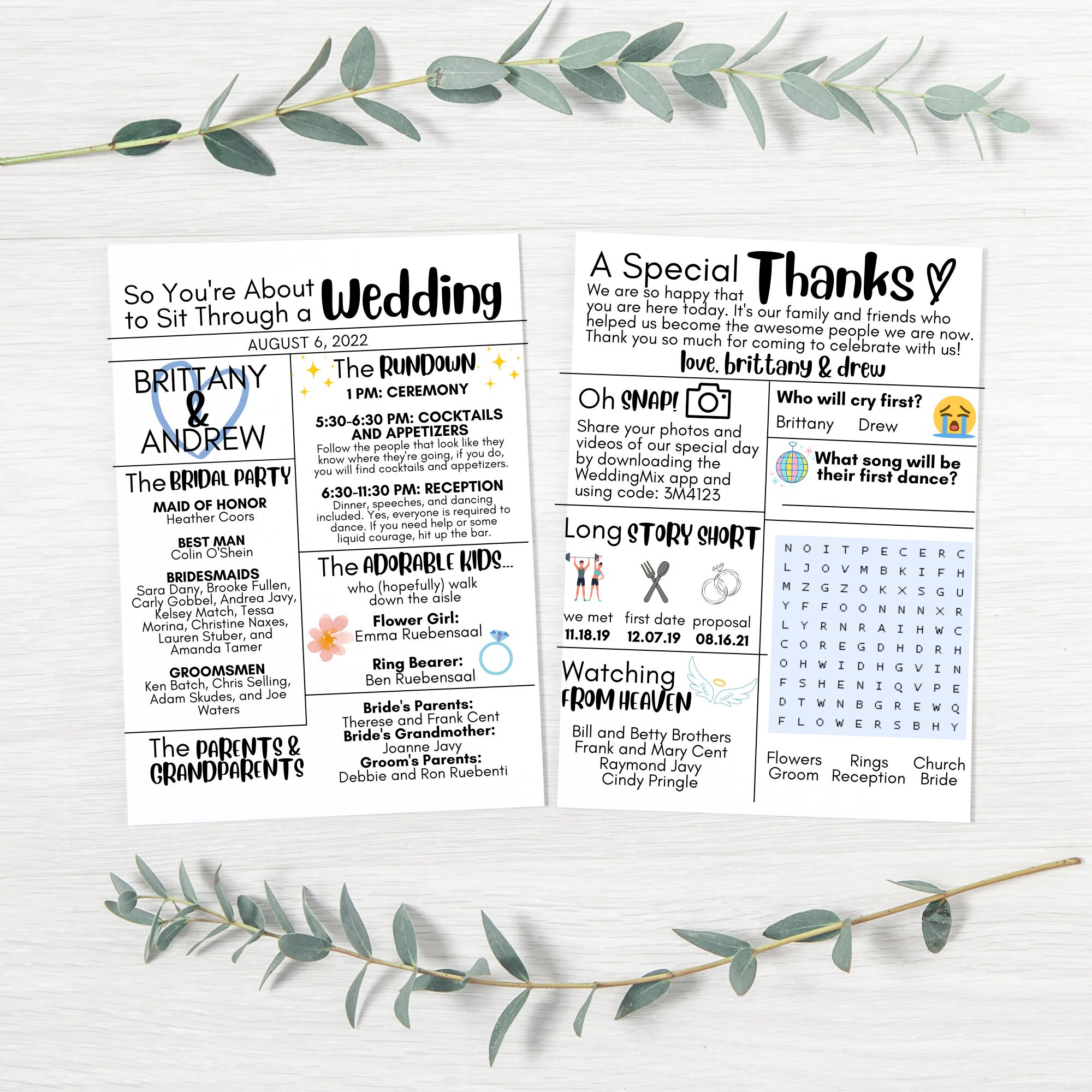 Funny Wedding Program Infographic Template (PDF) - Etsy