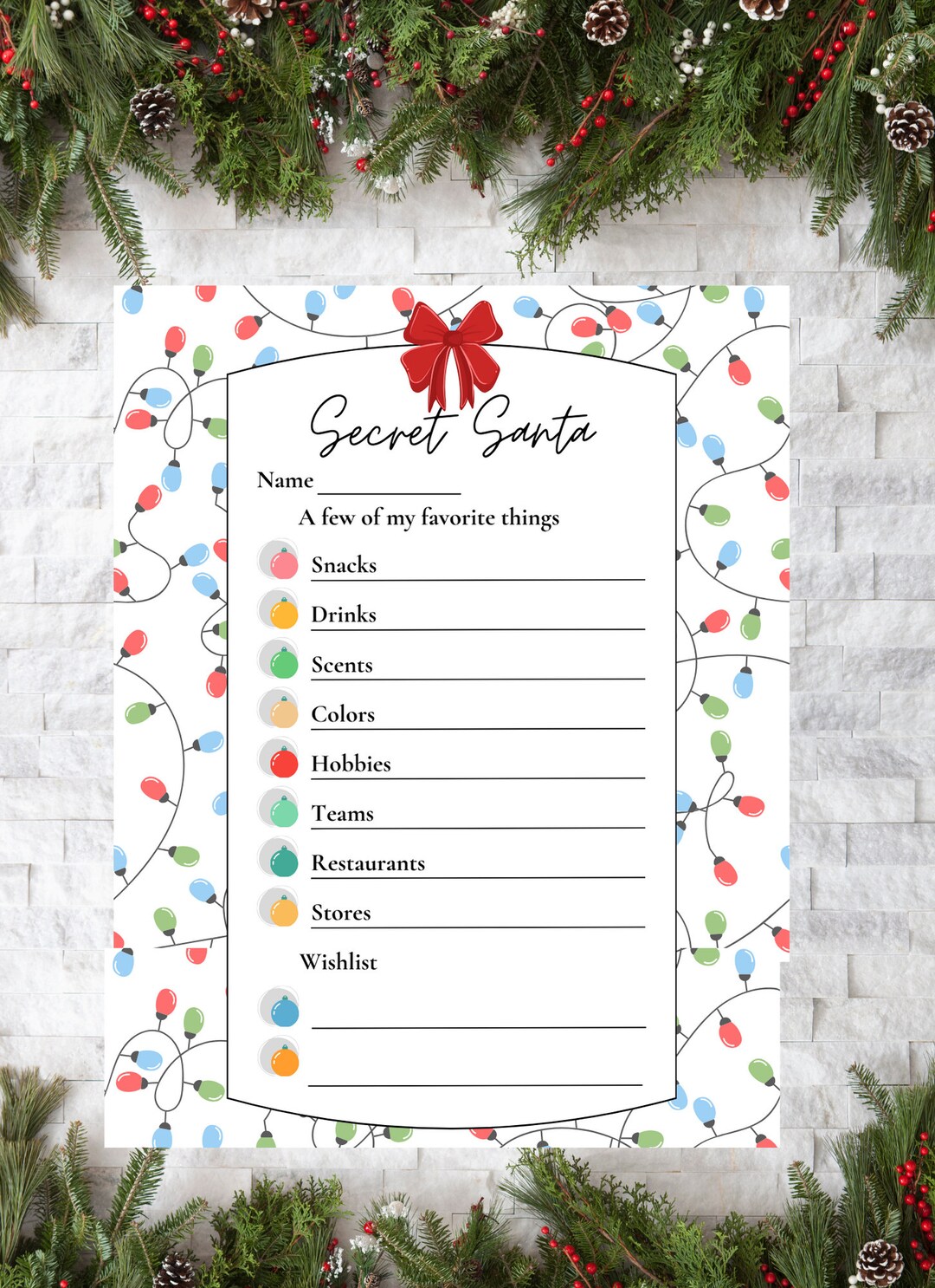 Secret Santa, Secret Santa Questionnaire, Editable Secret Santa, Secret ...