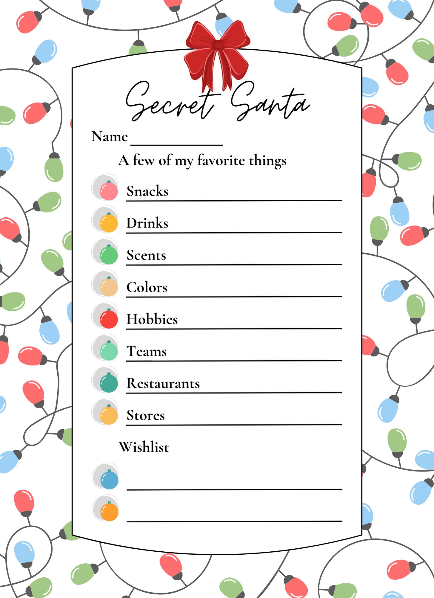 Secret Santa, Secret Santa Questionnaire, Editable Secret Santa, Secret ...