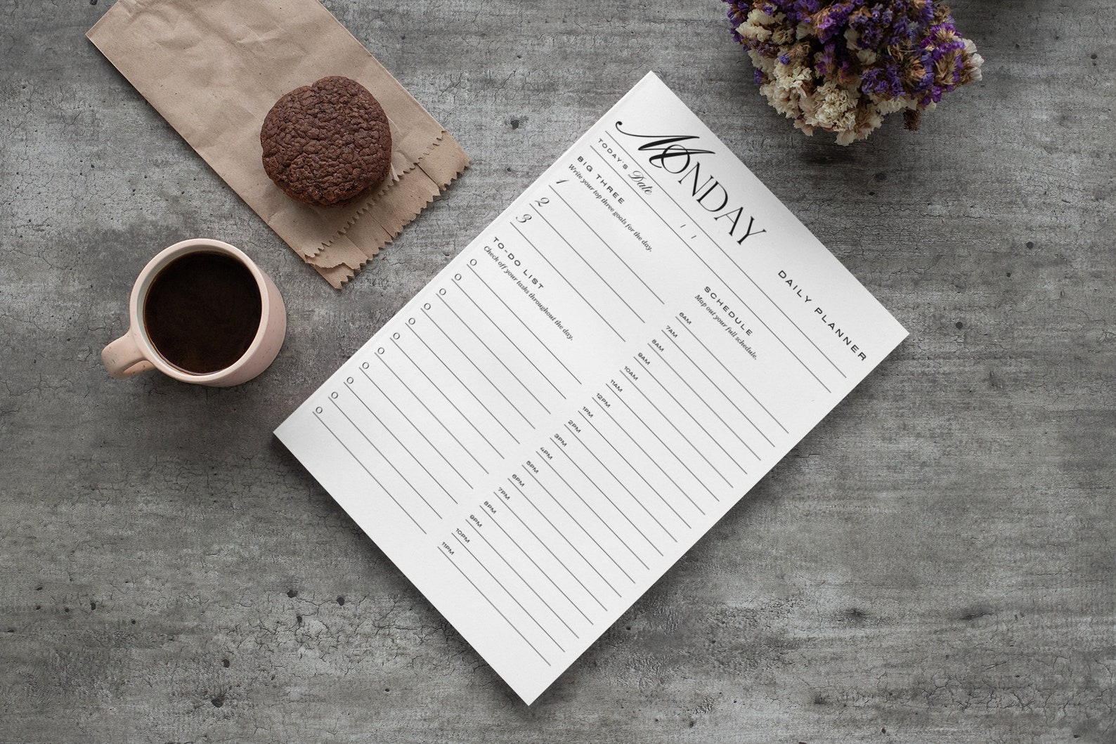 Monday-daily Planner Printable, Day to Day Productivity Planner ...