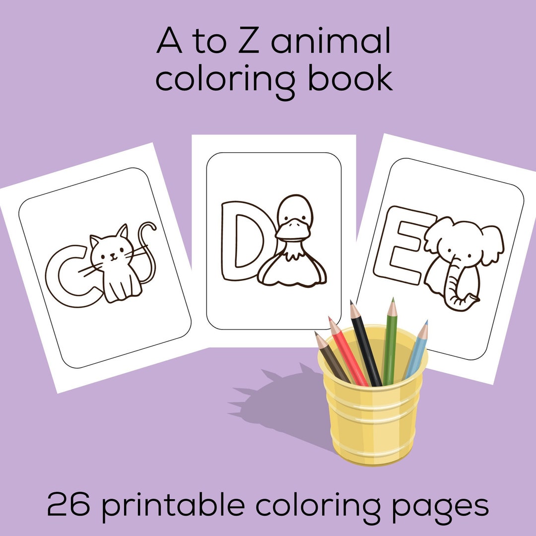 Kids ABC Animal Coloring Pages | Digital - Etsy