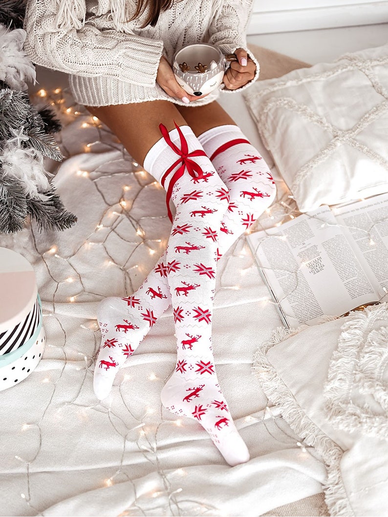 Knee Socks Christmas Socks Christmas Gift Red Socks - Etsy