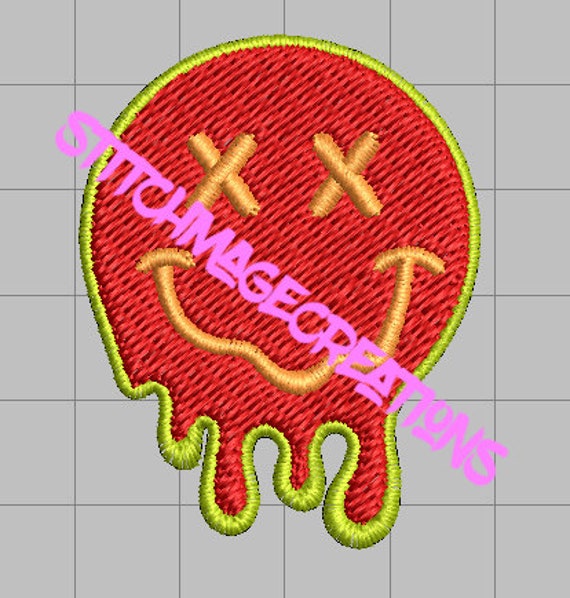 X Eyes Drippy Smiley Face Filled Unfilled Embroidery Trippy | Etsy