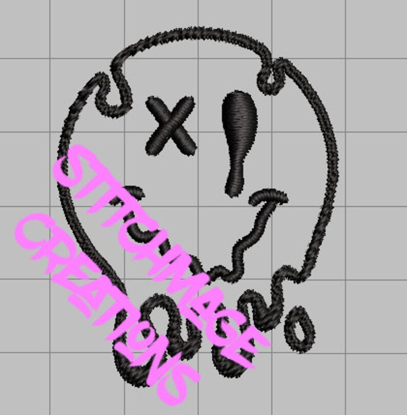 One X Eye Drippy Smiley Face Filled Unfilled Embroidery Trippy | Etsy
