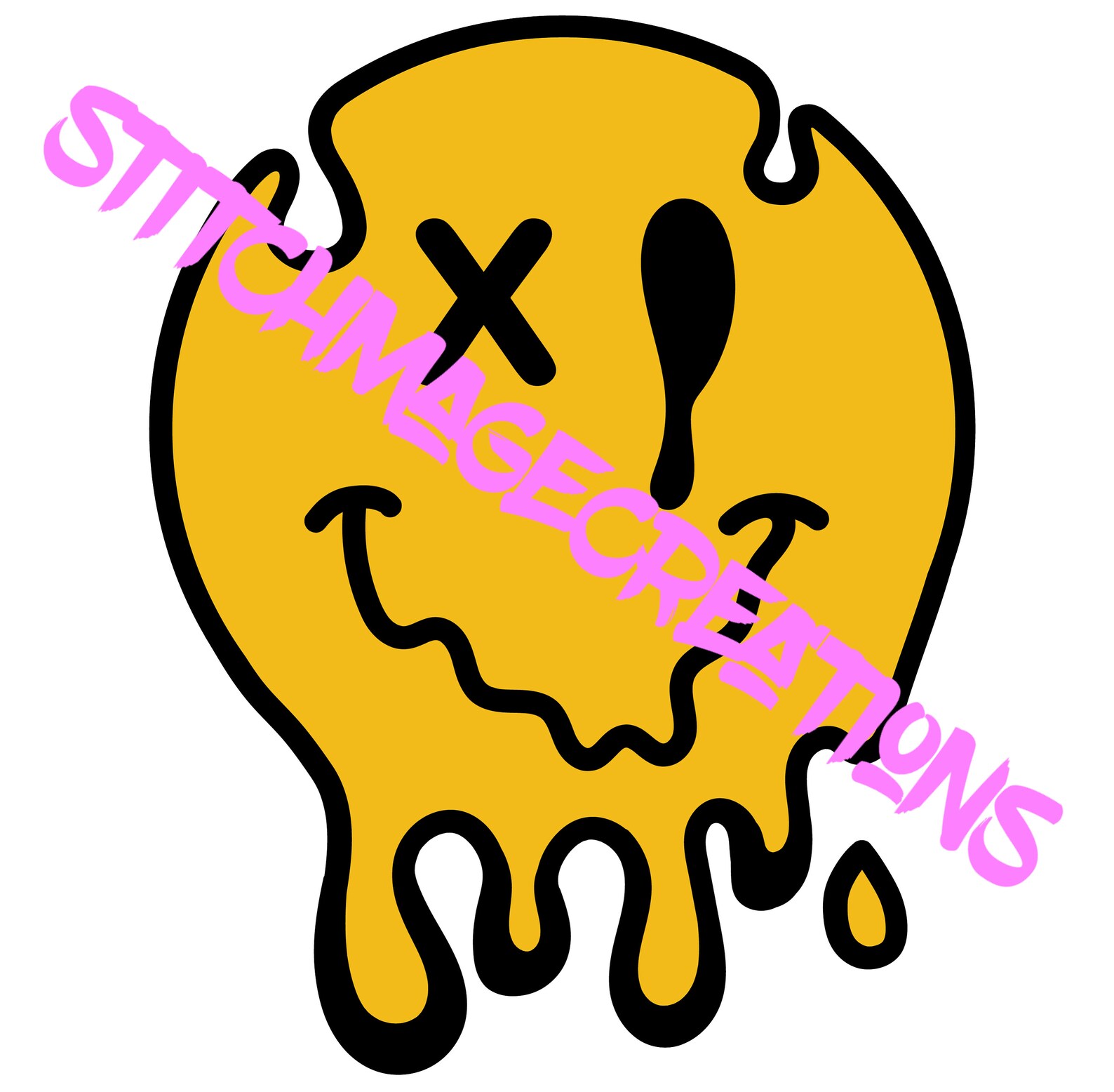 One X Eye Drippy Smiley Face Filled Unfilled Embroidery Trippy | Etsy