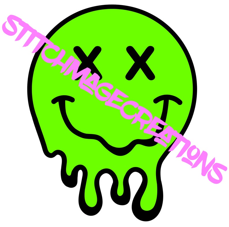 X Eyes Drippy Smiley Face Filled Unfilled Embroidery Trippy DST PES EMB ...