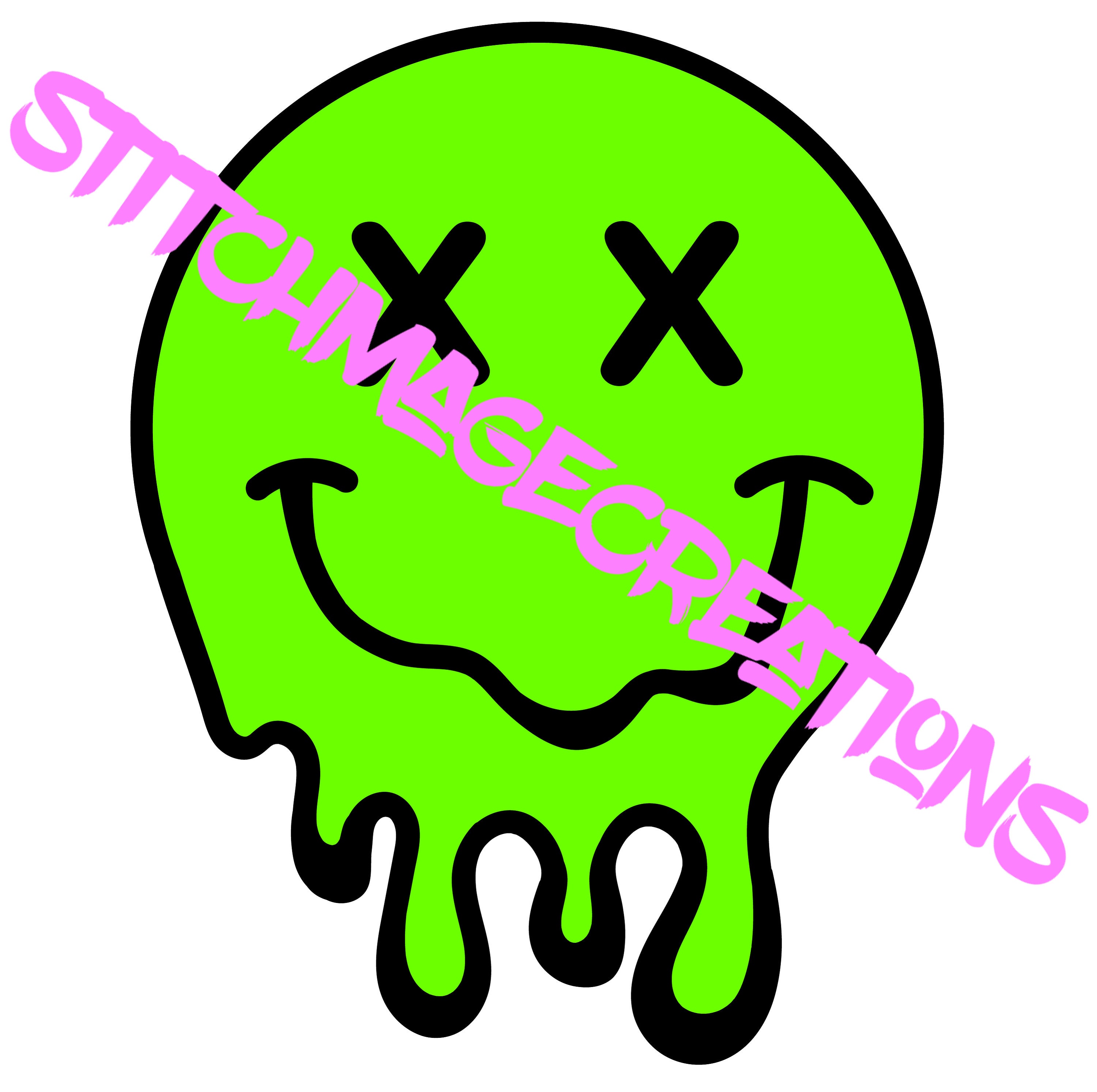X Eyes Drippy Smiley Face Filled Unfilled Embroidery Trippy DST PES EMB ...
