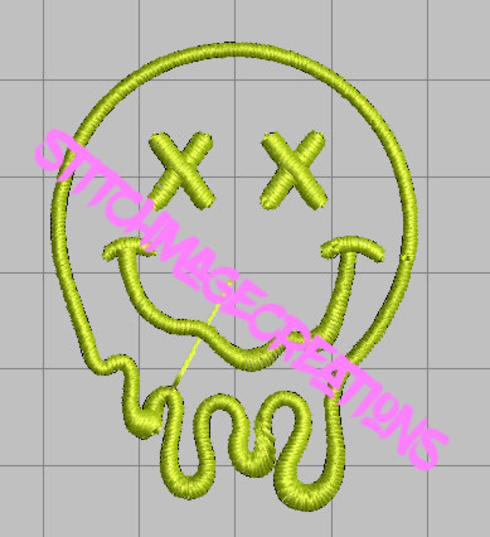 X Eyes Drippy Smiley Face Filled Unfilled Embroidery Trippy DST PES EMB ...