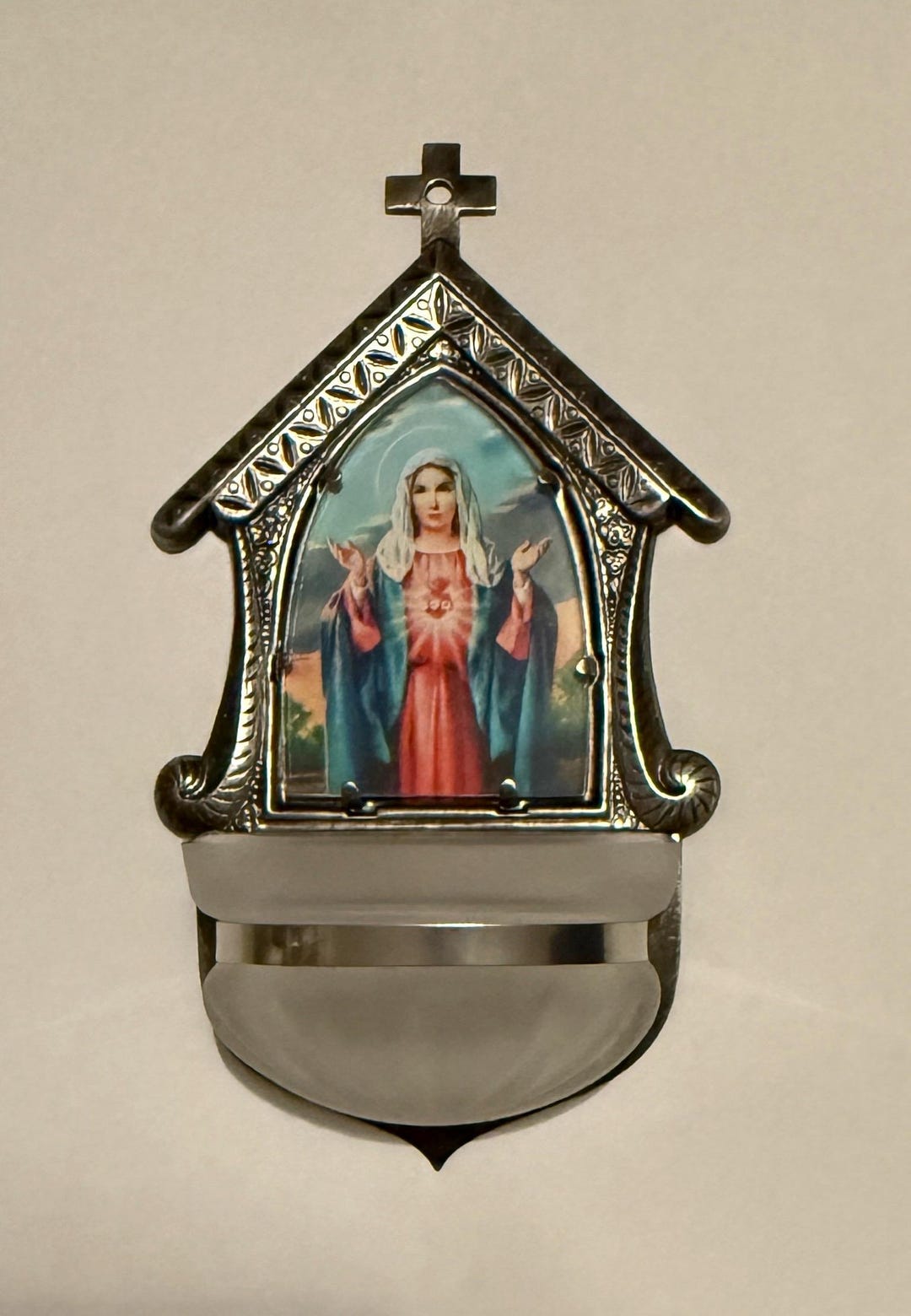 The Holy Water Font- Immaculate Heart of Our Lady - Antique Silver - Etsy