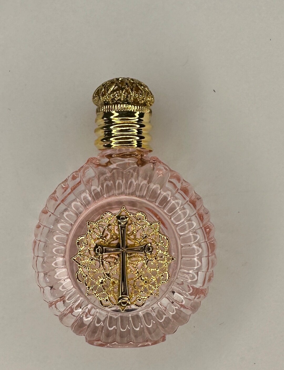 Holy Water Bottle - Rose Glass With Holy Cross Emblem- Brass Plated - Etsy