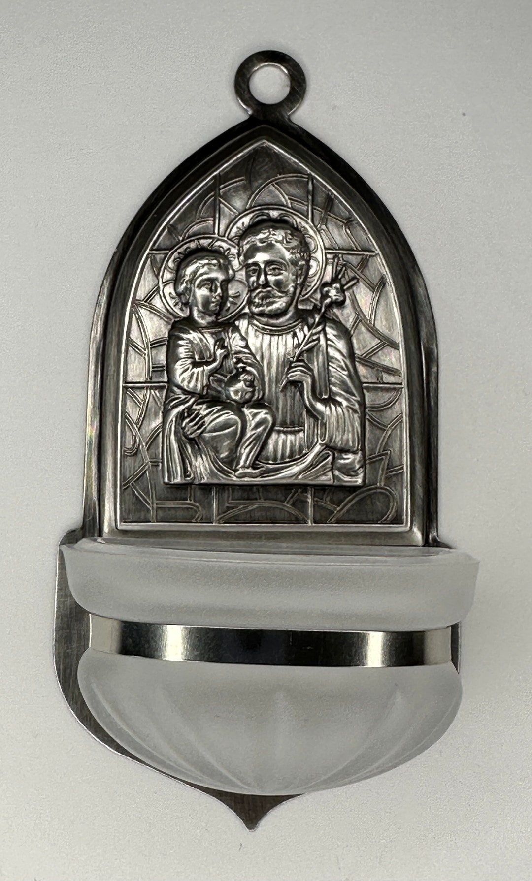 Holy Water Font- Saint Joseph Holding Infant Jesus-antique Silver - Etsy