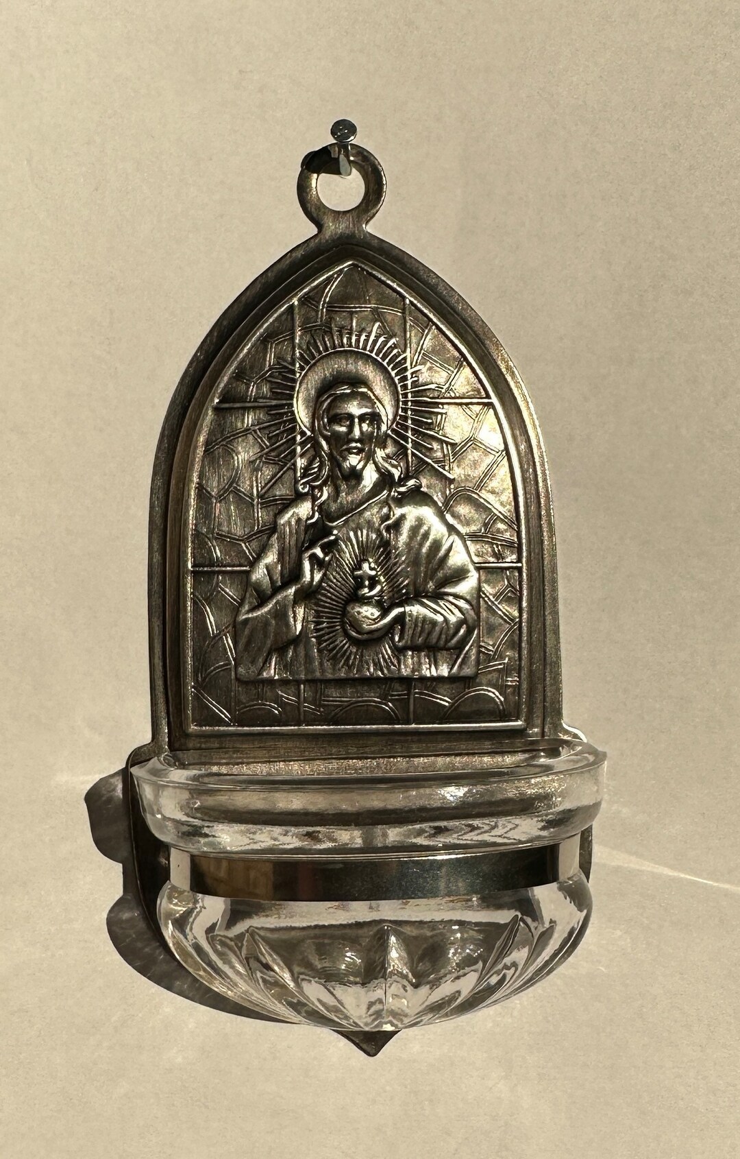 Holy Water Font-sacred Heart of Jesus-antique Silver - Etsy