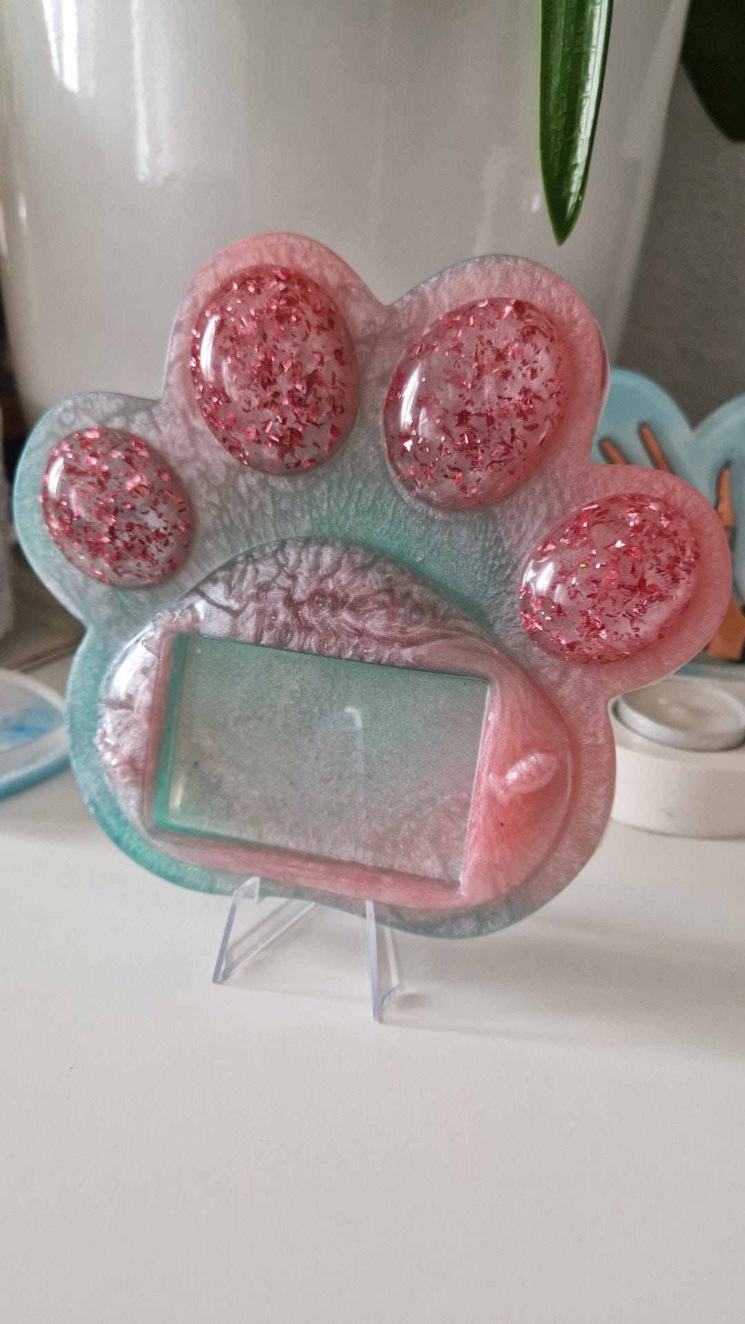 Paw Print in Memory of Loved One, Picture and Details, Epoxy Resin - Etsy