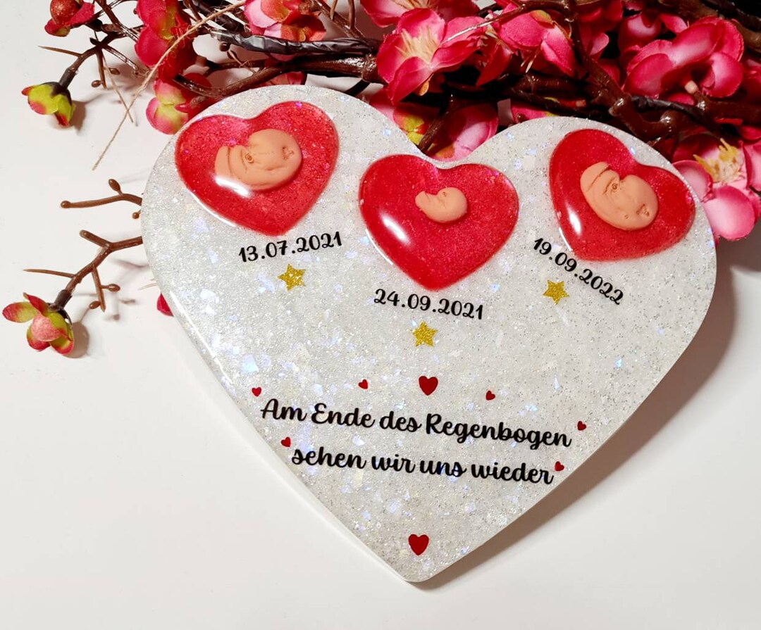 Memory Heart for 3 Star Children, Miscarriage, Pregnant, Embryo - Etsy