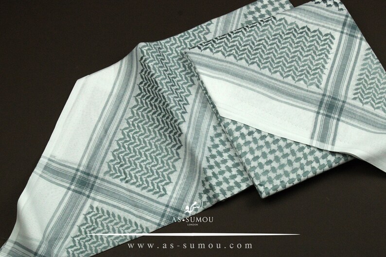 Rare Premium Mint Green and White Saudi Shemagh Classic Scarf ...
