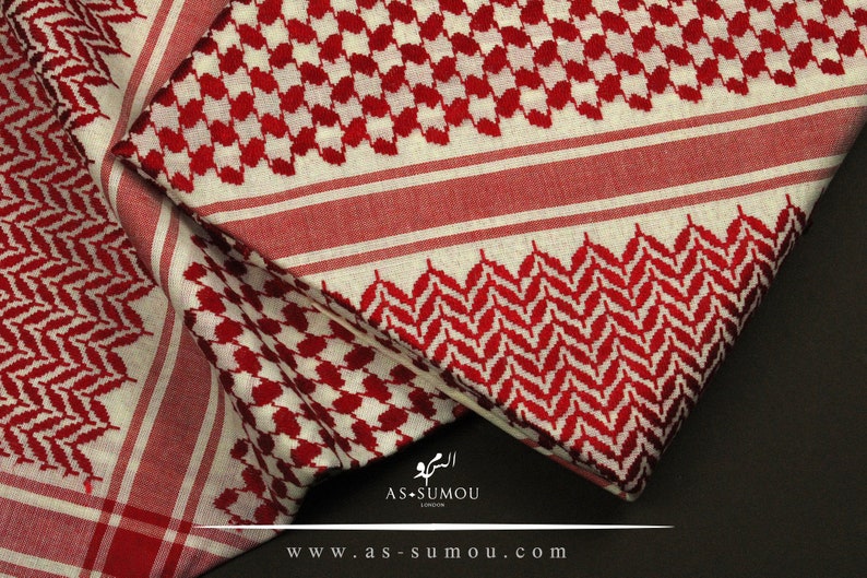 Very Rare Authentic Premium Red and Cream Saudi Shemagh Classic Scarf ...