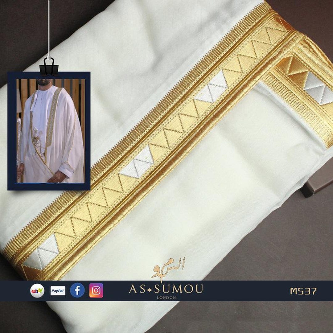 Rare Authentic White Dubai Bisht Premium Khaleeji Men Cloak Embroidery ...