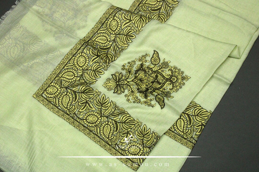 Authentic Pistachio Omani Massar Embroidered Scarf Amazing Keffiyeh ...
