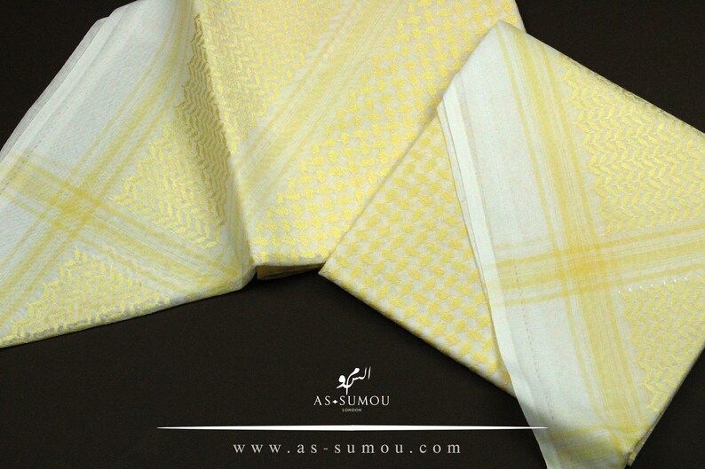 Rare Premium Gold and White Saudi Shemagh Classic Scarf Lightweight ...