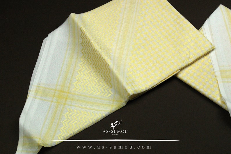 Rare Premium Gold and White Saudi Shemagh Classic Scarf Lightweight ...