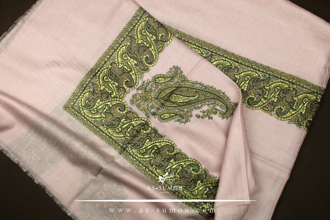 Authentic Light Pink Omani Massar Embroidered Scarf Amazing Keffiyeh ...