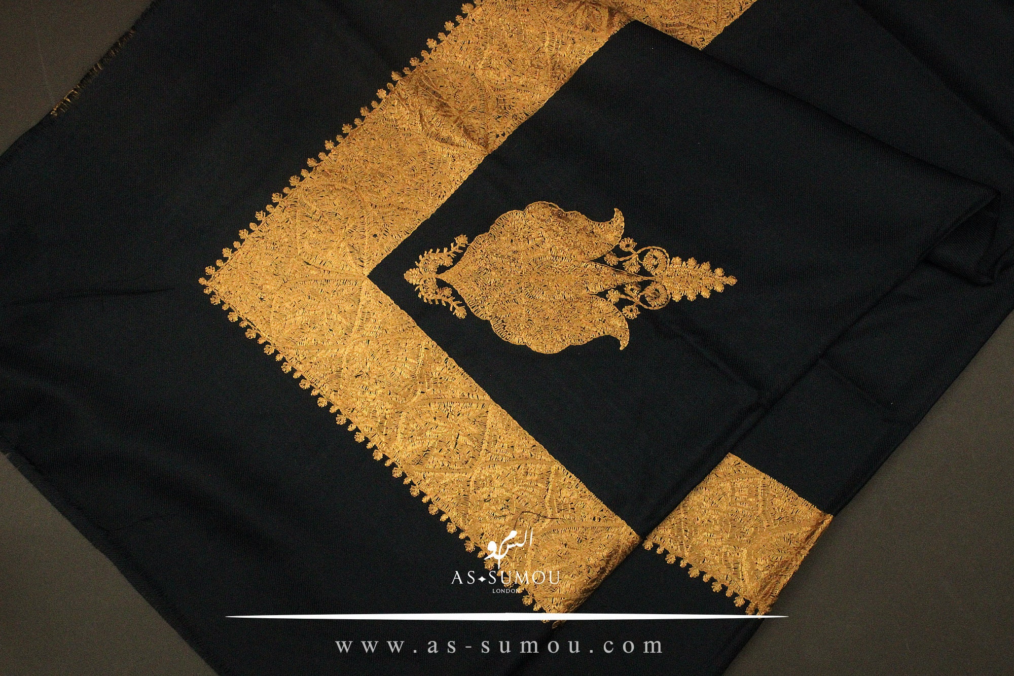 Authentic Black and Gold Yemeni Shemagh Embroidered Scarf Amazing ...