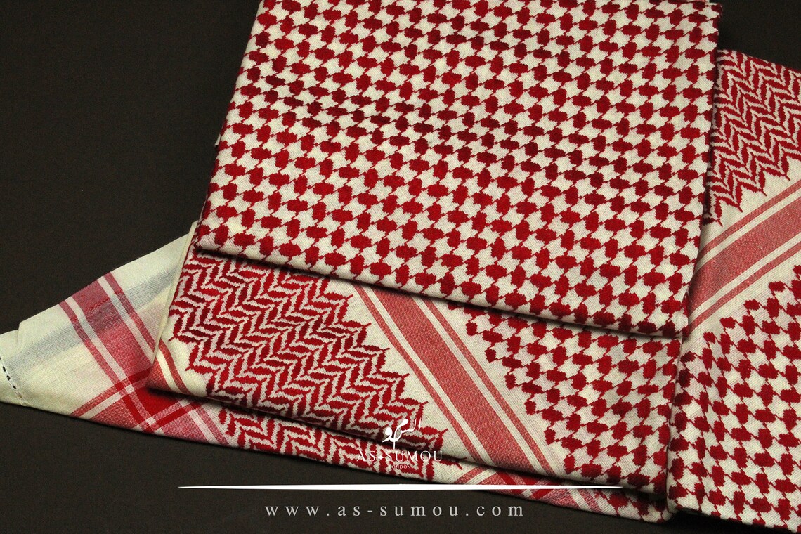 Very Rare Authentic Premium Red and Cream Saudi Shemagh Classic Scarf ...