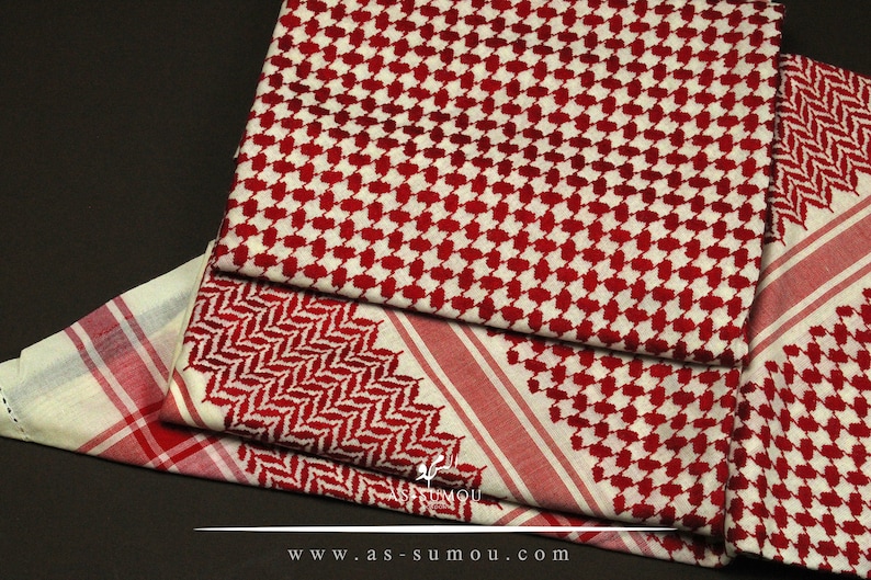 Very Rare Authentic Premium Red and Cream Saudi Shemagh Classic Scarf ...