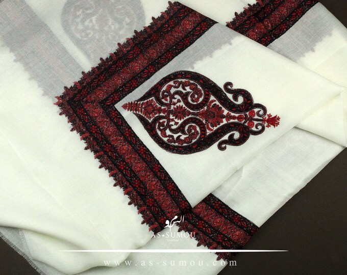 Off White Authentic Yemeni Shemagh Embroidered Scarf Amazing Keffiyeh ...