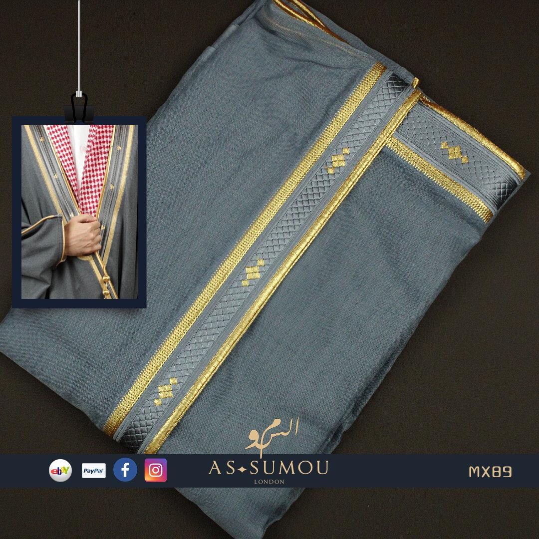 Rare Authentic Grey Bisht Premium Khaleeji Men Cloak Embroidery Perfect ...