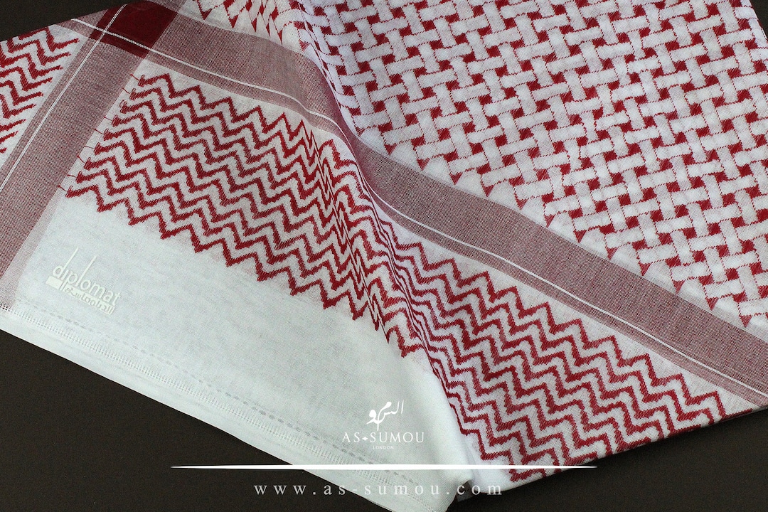 Authentic Red and White Saudi Shemagh Classic Scarf 100% Cotton Soft ...