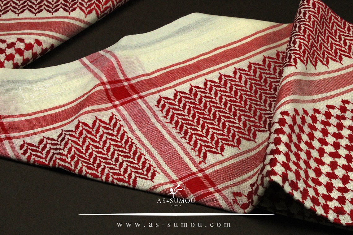Very Rare Authentic Premium Red and Cream Saudi Shemagh Classic Scarf ...